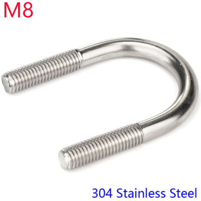 M8 304 Stainless Steel A2 U-Bolts Round Bend U-Bolt U Clamp screws Tube ...