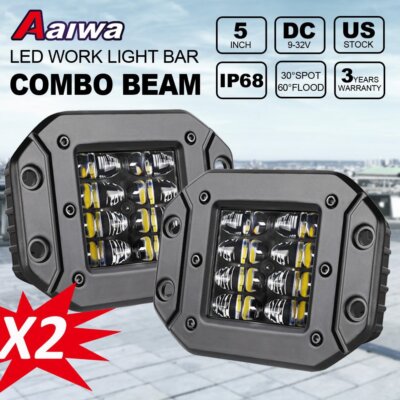 2X 5" Flush Mount LED Work Light Rear Bumper Reverse Pods Offroad Truck ...