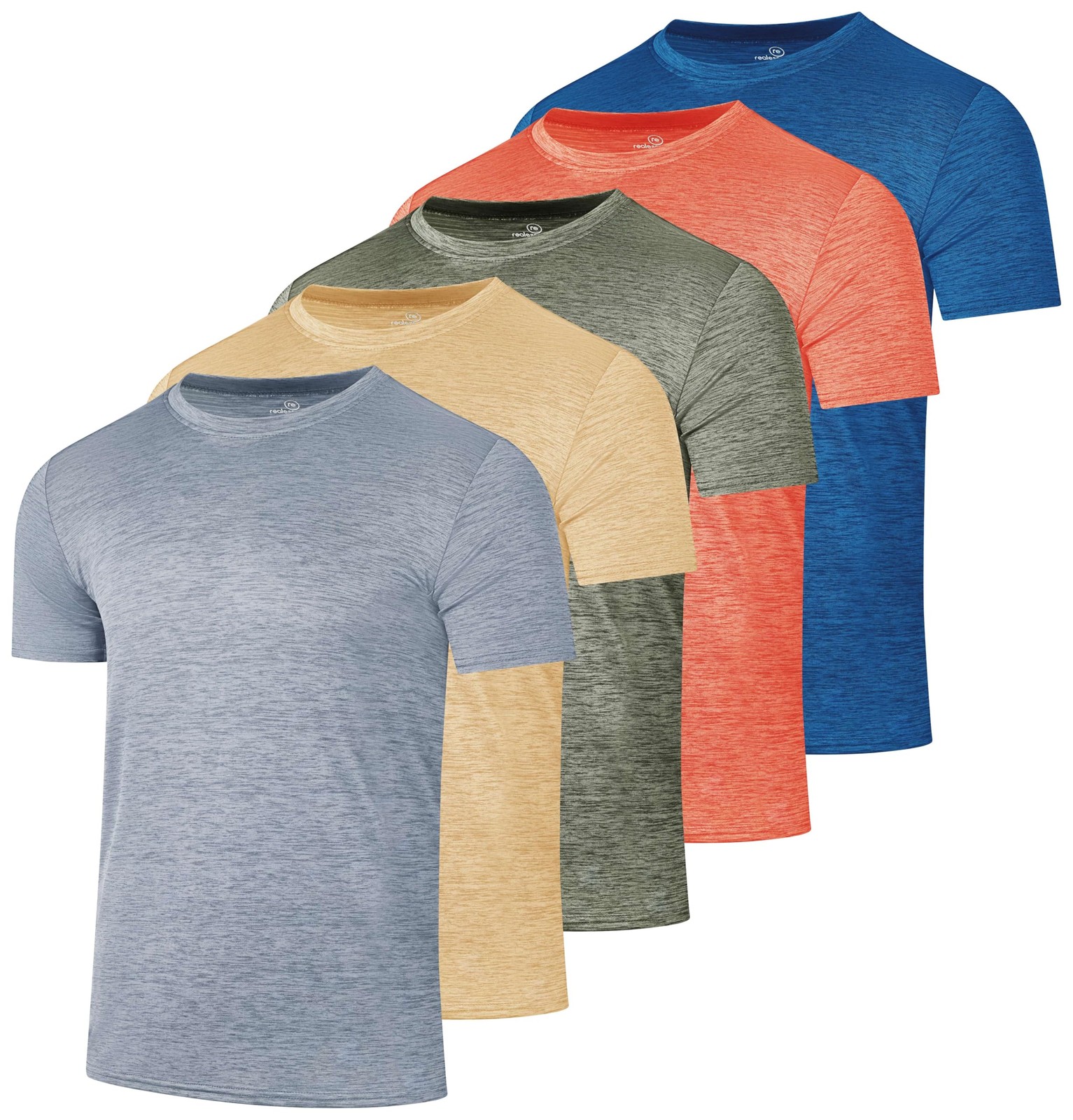 Real Essentials Men’s Short Sleeve T-Shirts 5 Pack | Dry Fit Gym ...