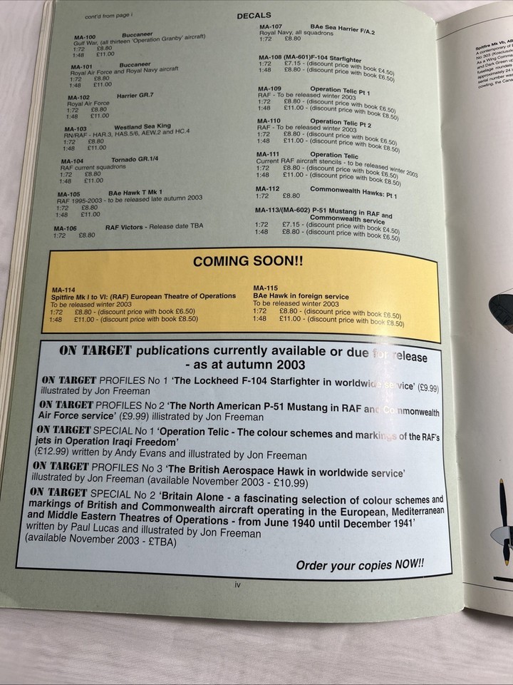 On Target: Profiles 4, Jon Freeman, Model Alliance; Spitfire Mk1 to VI ...