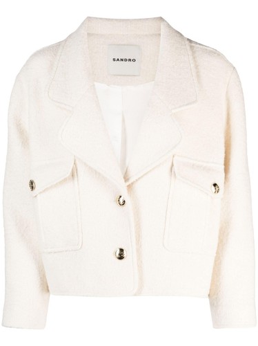 Sandro Paris Women Cropped Boucle White Jacket | eBay