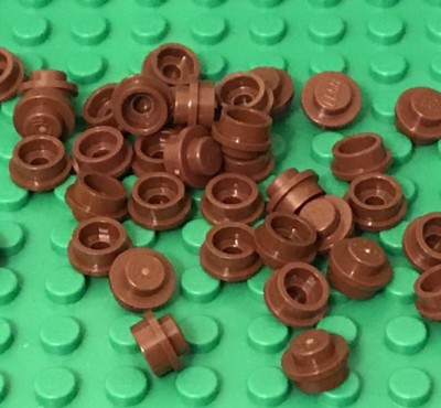 Lego 100 pieces Reddish Brown Plates Round 1x1 Straight Side Building ...