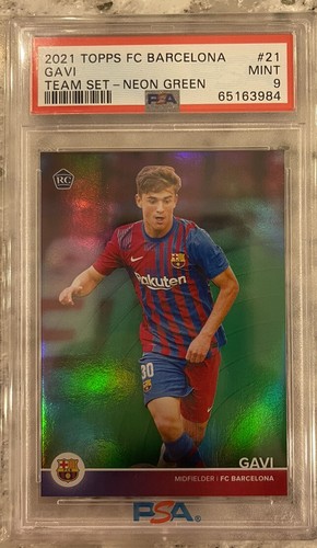 GAVI Neon Green /75 FC Barcelona Team Set 2021 Topps Rookie Card 21 PSA ...