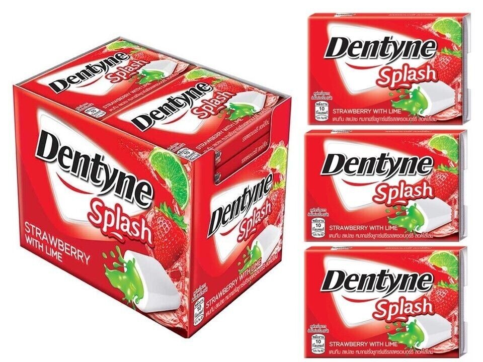 Trident Dentyne Splash Strawberry Lime Flavored Chewing Gum Sugar for ...