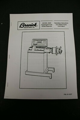 Branick Model 3000 Passenger Truck Wheel Balancer Operating & Parts ...