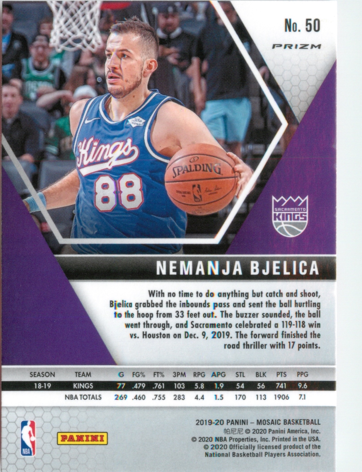 Nemanja Bjelica 2019-20 Mosaic Basketball Camo Pink Prizm Refractor ...