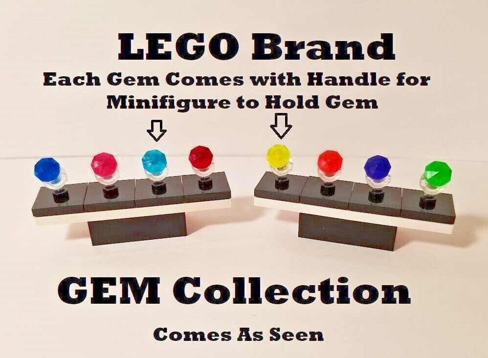 LEGO Jewels Lot of 8 GEMS with Handle Holders & Table Neon Green Orange ...