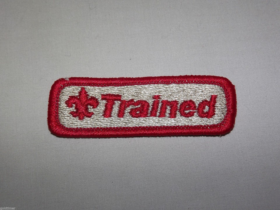 OFFICIAL BSA "TRAINED" PATCH (Red, Tan) - Boy Cub Scouts - Embroidered ...