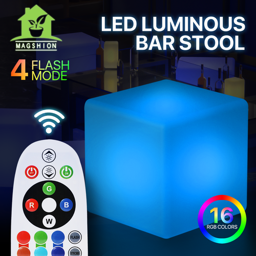 16" Cube LED Color Light Stool Outdoor Indoor Patio Party Yard Table ...