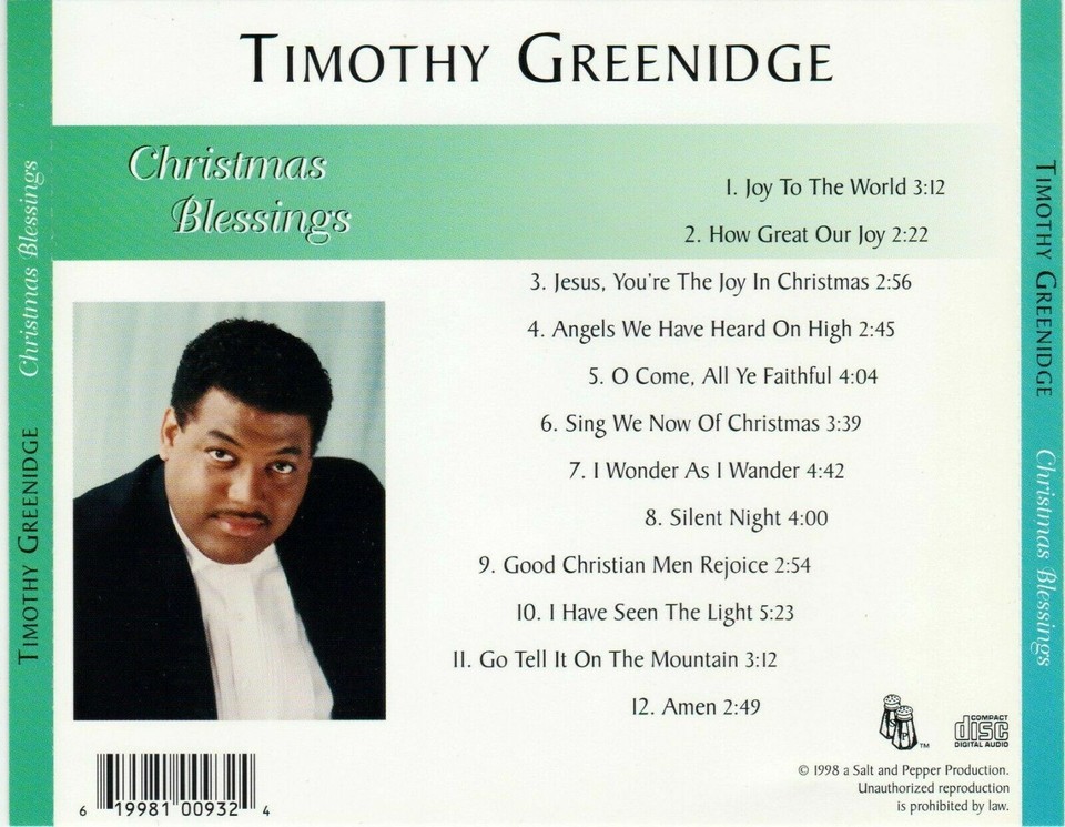 Christmas Blessings by Timothy Greenidge (CD, 1998) DISC ONLY #R244 | eBay