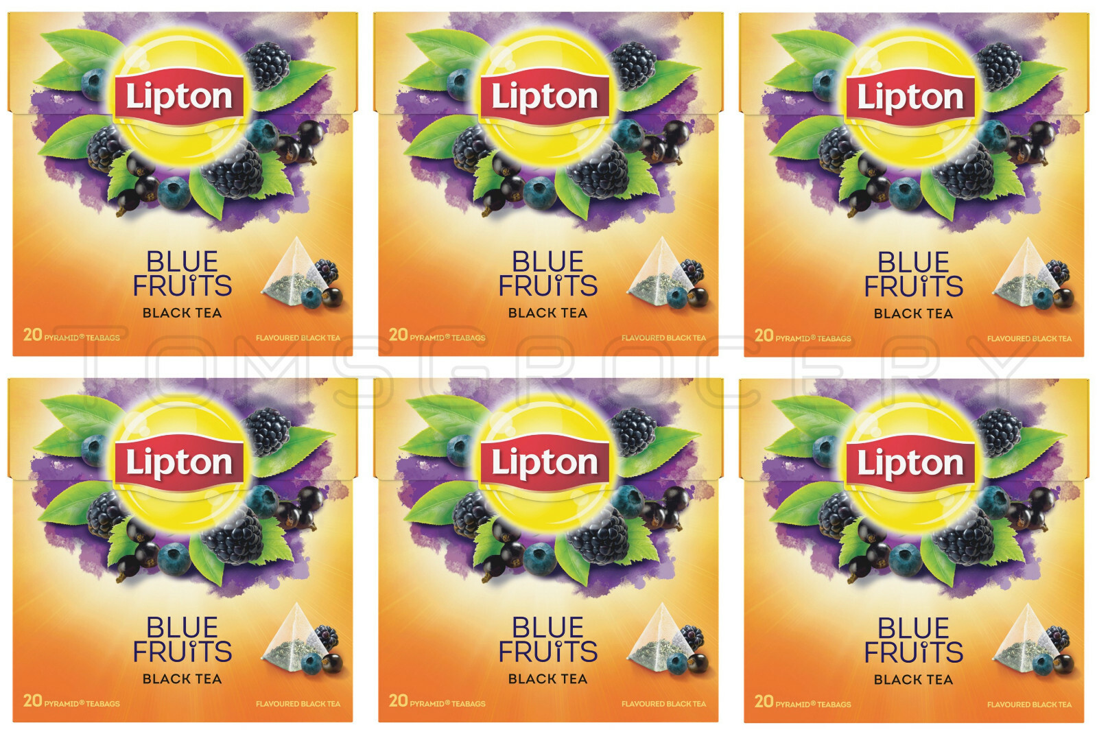 6 LIPTON BLUE FRUIT Blackberry Blueberry Flavor Tea Boxes (120 servings ...