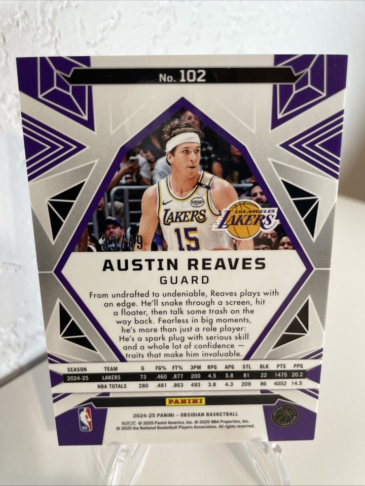 2024-25 Panini Obsidian Austin Reeves Pink Flood #33/49 Lakers | eBay
