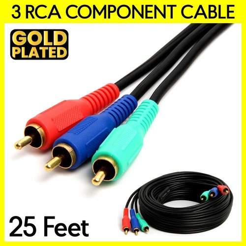 25 Feet 3 RCA Cable Three RCA Video Cord RGB YPbPr Component Cable for ...