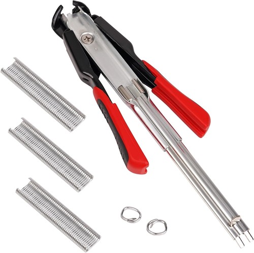 Hog Ring Plier Fence Stapler with 2500 Pieces Stainless Steel Rings Red ...