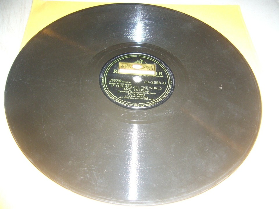 PERRY COMO BECAUSE / IF YOU HAD ALL THE WORLD 10" 78 VG RCA Victor 20 ...