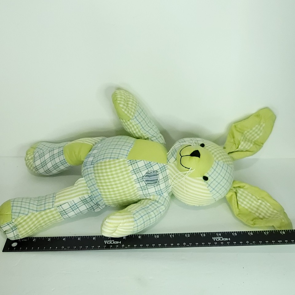 Pottery Barn Blue Green Patchwork Rabbit Bunny Easter Plush Stuffed ...
