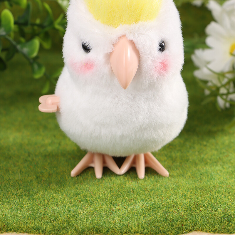 Cute Plush Parrot Wind Up Toy Animal Walking Jumping Clockwork Toys For ...