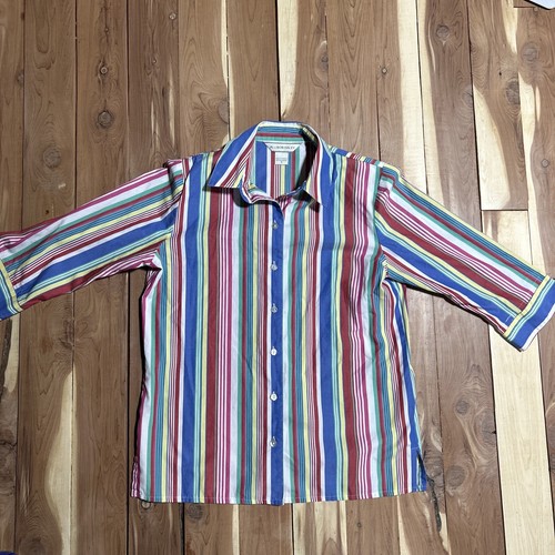 Allison Daley Women's Striped Button Up Shirt Long Sleeve Multicolor ...