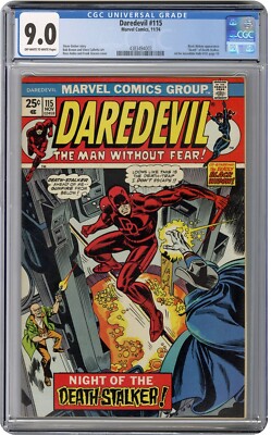 Daredevil #115 - Marvel 1974 Bronze Age Issue - CGC VF/NM 9.0 - Black ...