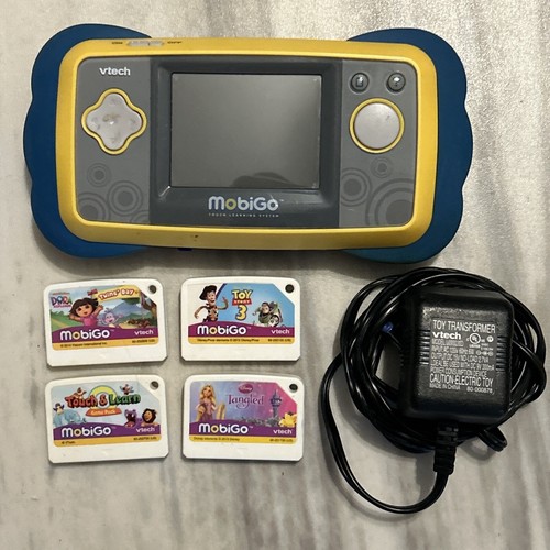 VTech MobiGo Handheld Electronic Learning Toy w/4 Game Cartridges & OEM ...