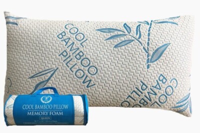 Cool Bamboo Pillow Queen Memory Foam Gel Pillow Adjustable Neck Support ...
