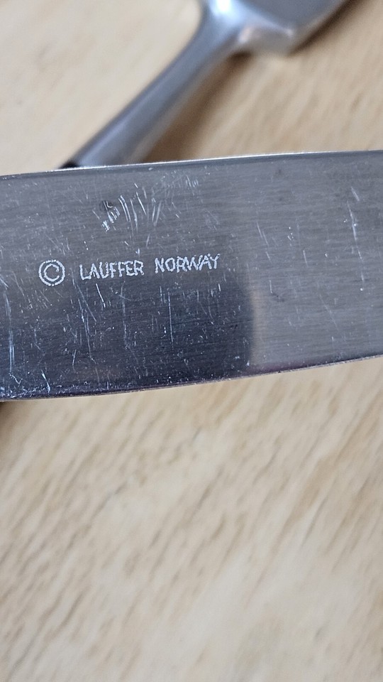 2 Lauffer Norway PALISANDER Dinner Knife Wood Handle Stainless MCM ...