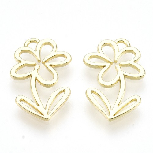 10pcs Flower Open Back Bezel Pendants Alloy Frame Charms Light Gold ...