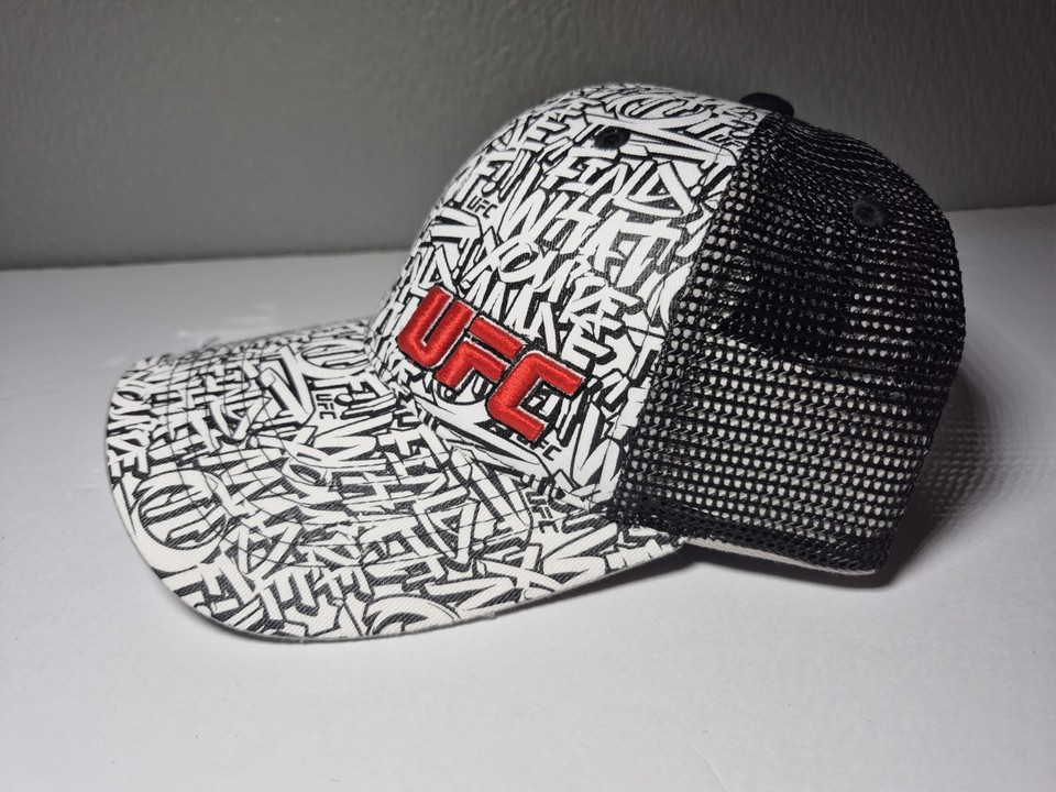 UFC Graffiti Snapback White Graphic All Over Print Mesh Cap MMA Brand ...