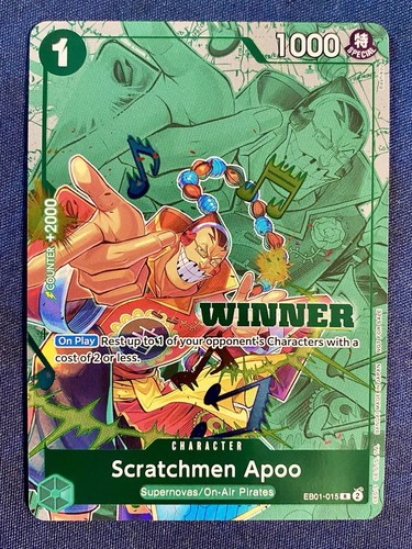Scratchmen Apoo WINNER Pack 2025 One Piece Card Game EB01 015 NM Promo ...