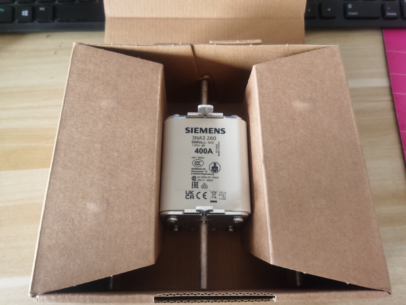 3PCS/1Box New Siemens 3NA3 260 3NA3260 NH2-gG 400A 500V Fuse In Box ...