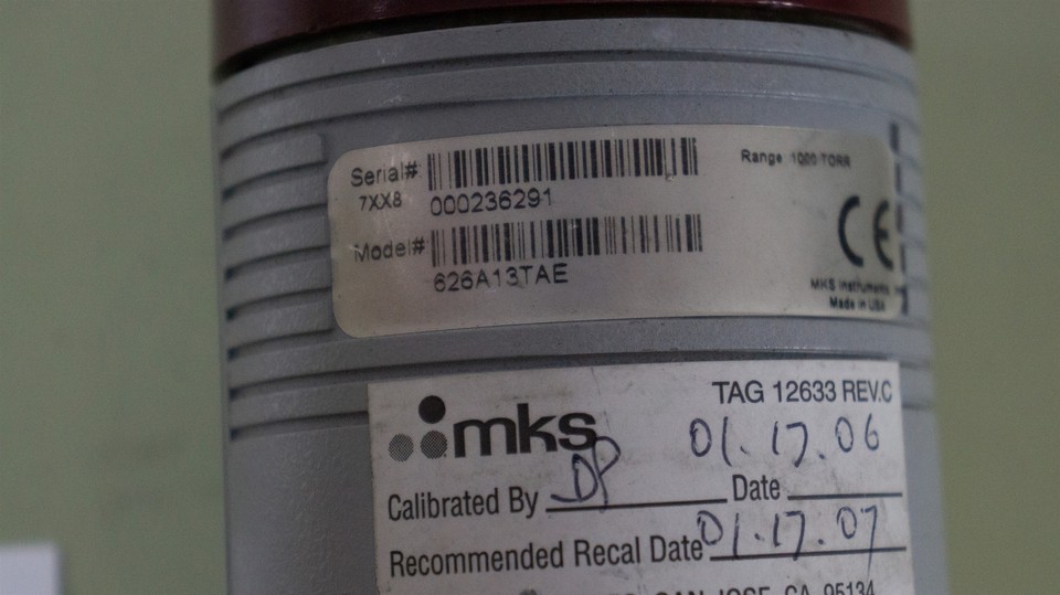 MKS Baratron 626A13TAE Pressure Transducer Type 626 , 1000 TORR , ± ...