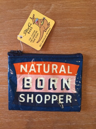 Blue Q Zipper Coin Purse Natural Born Shopper Recycled Plastic New w ...