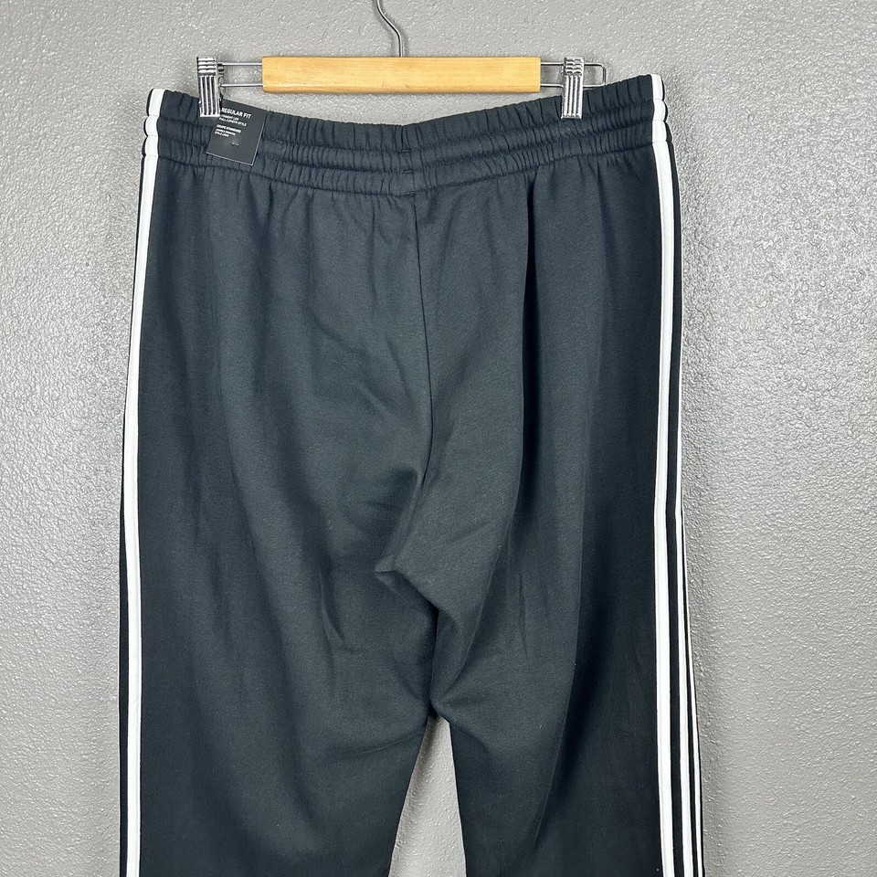 Adidas Men 3S Open-Hem Fleece 3XLT Pants Athletic Black Jogger Casual ...