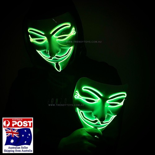 Halloween Cosplay LED Light Up Guy Fawkes Mask Anonymous Hacker Costume ...