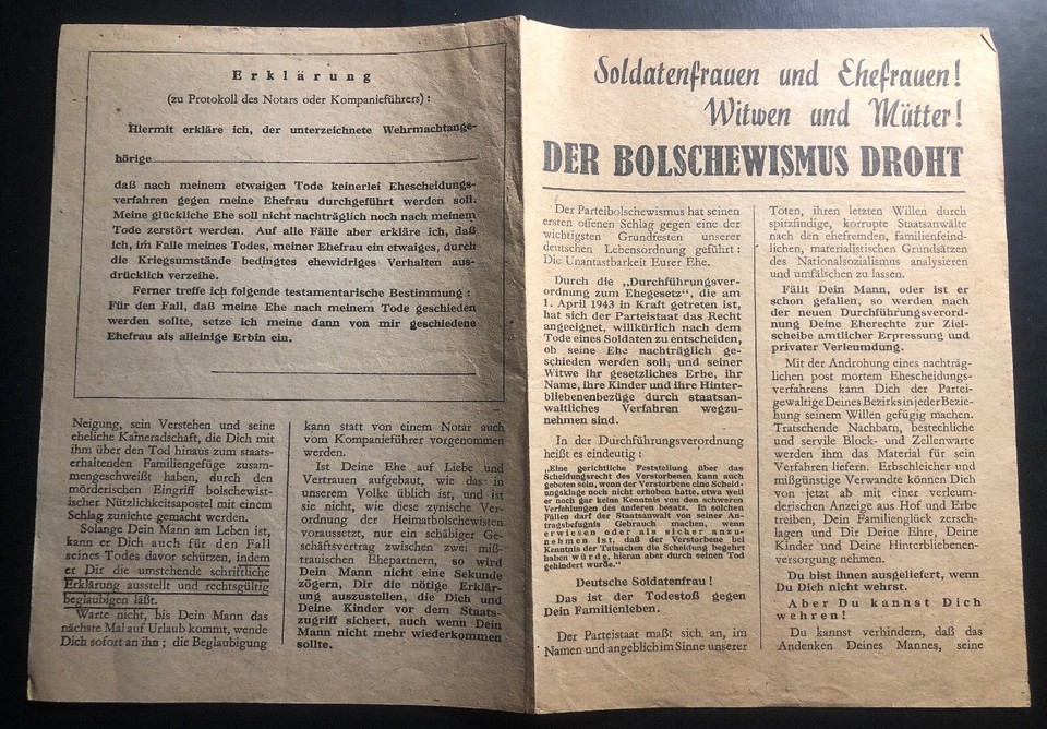 Original USA WW2 Surrender Leaflet Dropped German Troops Soldier Women ...