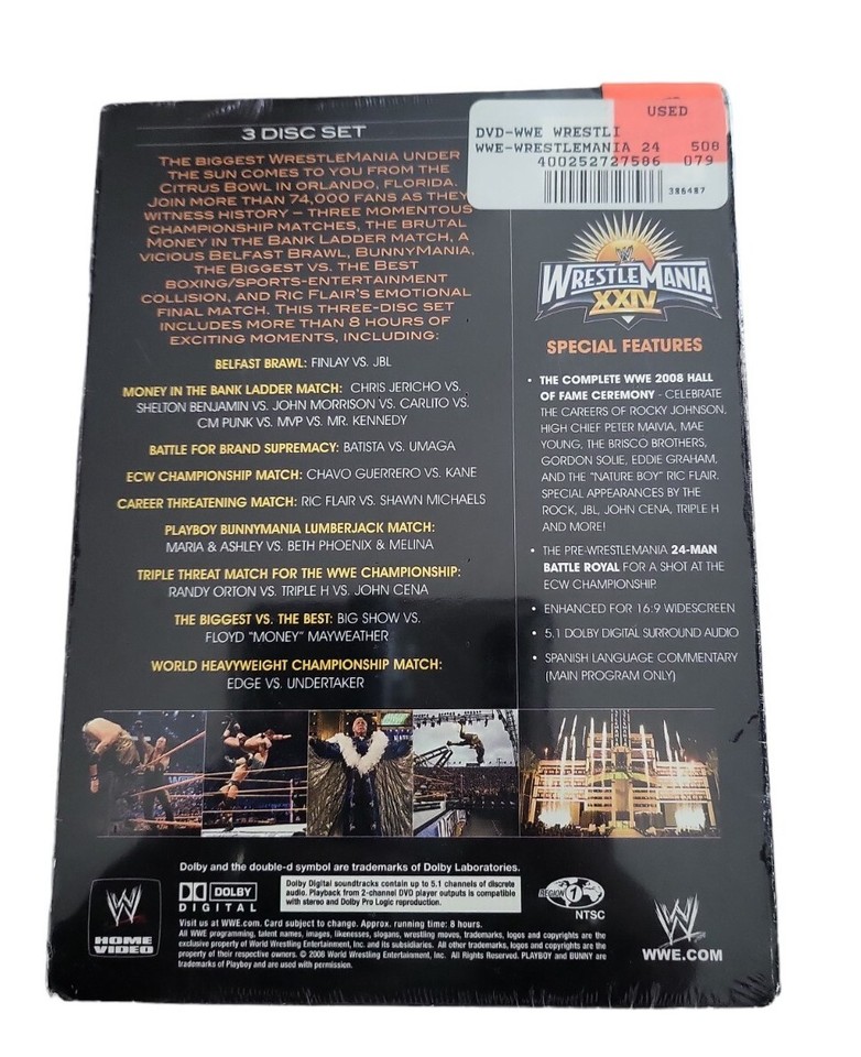 WWE - Wrestlemania XXIV (DVD, 2008, 3-Disc Set) 651191946662| eBay