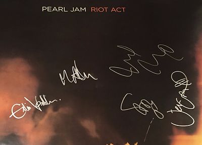 PEARL JAM SIGNED AUTOGRAPH RIOT ACT 24x36 POSTER EDDIE VEDDER +4 w ...