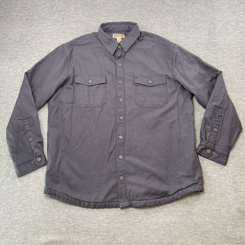 Duluth Trading Co Canvas Denim Jacket Men 2XLT Gray Fleece Lined Work ...