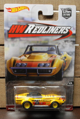 HOT WHEELS 1/64 DIECAST HW REDLINERS 69 CORVETTE RACER YELLOW REAL ...