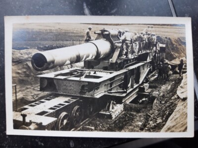WWI France railway heavy 400mm artillery gun photo postcard | eBay