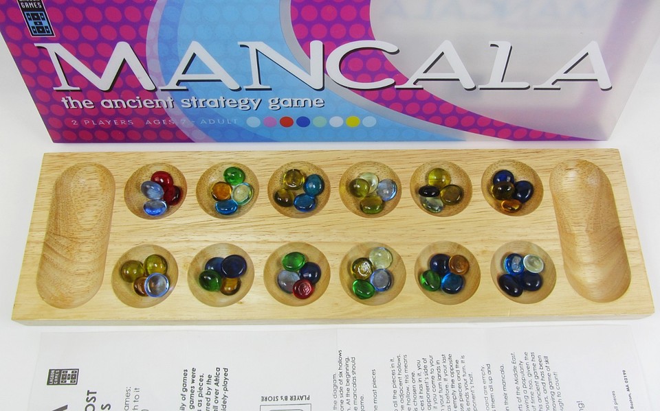 Mancala The Ancient Strategy Game 2003 by Lagoon Games Glass Stones | eBay