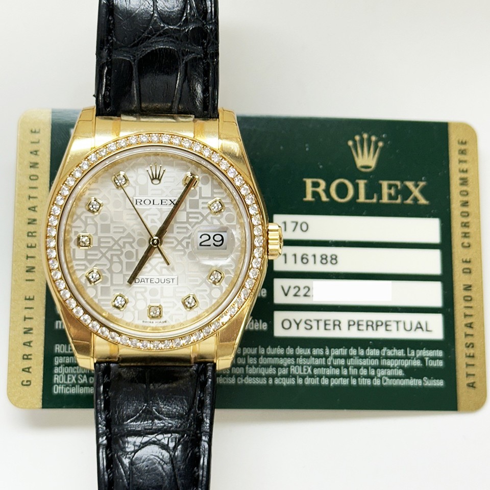 Rolex Datejust 36mm 116188 18k yellow Gold Men's Diamond Watch! | eBay