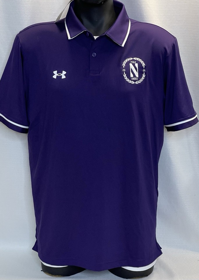 Under Armour Mens Team Tipped Polo Apparel Large Purple (Italy/Greece ...