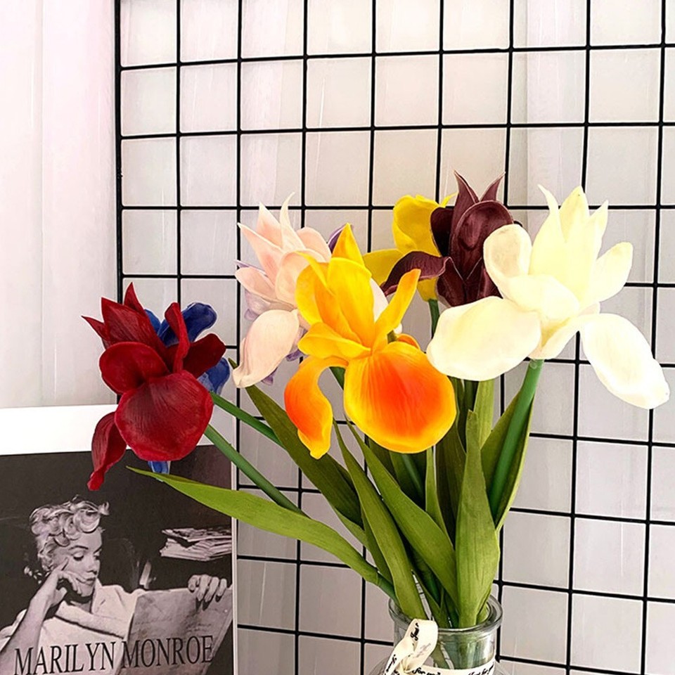 Artificial Flowers PU Fake Plants Iris Flowers Home Party Garden ...