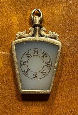 Antique 14K Gold Glass Masonic Fourth Degree Mason Keystone Watch Fob ...