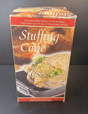 Turkey Stuffing Cage Stainless Steel 8" x 4" Holds 2 Boxes Stuffing Mix ...