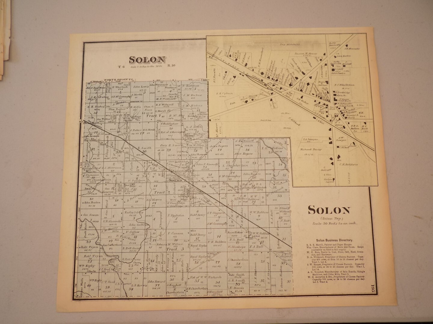 1874 Antique CUYAHOGA Co., OH Map / SOLON TOWNSHIP & TOWN OF SOLON | eBay