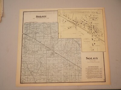 1874 Antique CUYAHOGA Co., OH Map / SOLON TOWNSHIP & TOWN OF SOLON | eBay