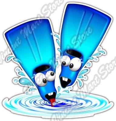 Flippers Fins Snorkeling Diving Swimming Car Bumper Vinyl Sticker Decal ...