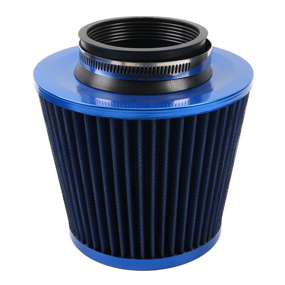 BLUE 3" 76mm Inlet Car Truck Cold Air Intake Cone Replacement Dry Air ...